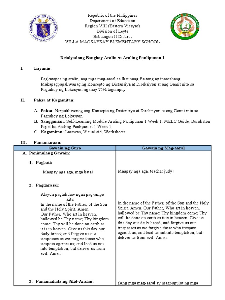 Detailed Lesson Plan in Araling Panlipunan 1 | PDF