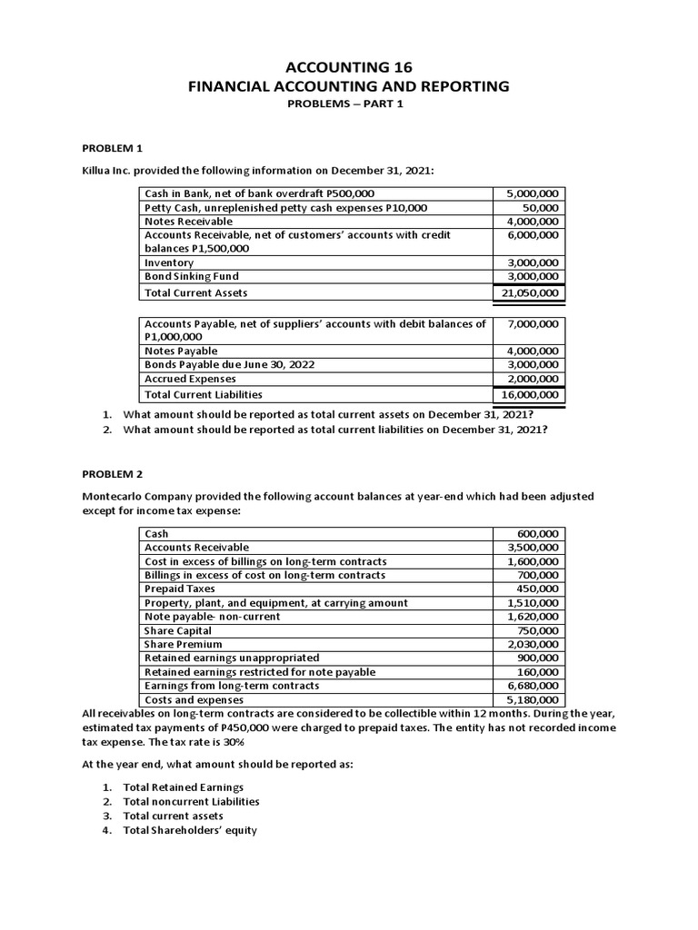 ACCTG 16 FAR W2 Problems PDF | PDF | Cheque | Banks