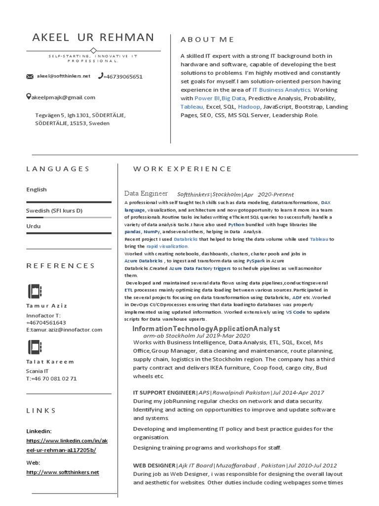 CV Data Analyst | PDF | Microsoft Azure | Internet & Web