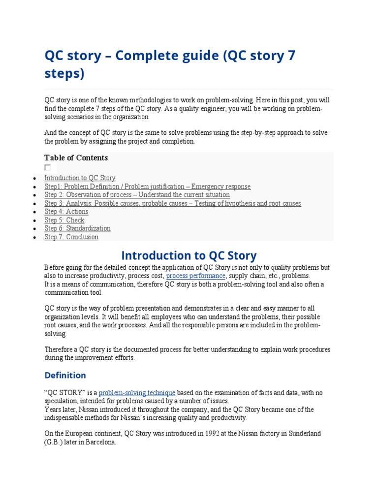 QC Story 7steps-GUIDE | PDF | Business | Cognition