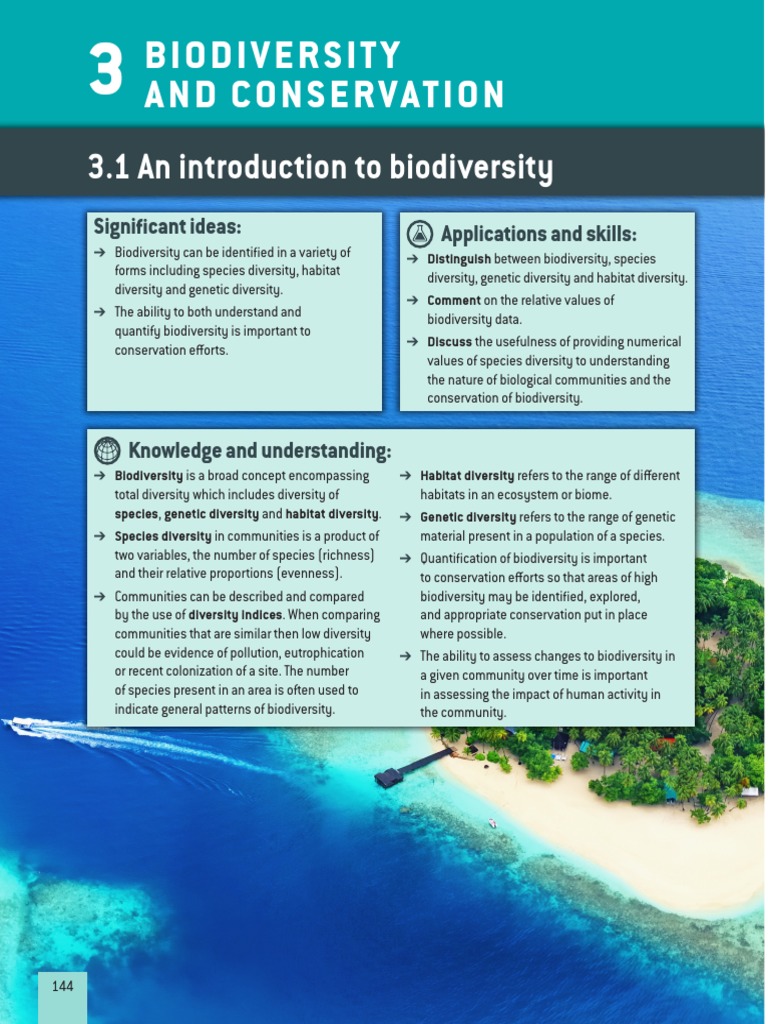 Biodiversit Y and Conservation: 3.1 An Introduction To Biodiversity | PDF | Biodiversity ...