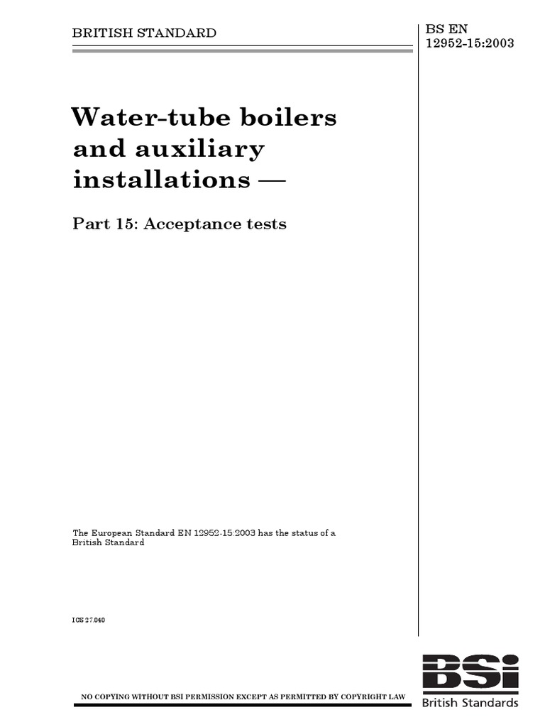 BS en 12952-15 - 2003 | PDF | Boiler | Combustion