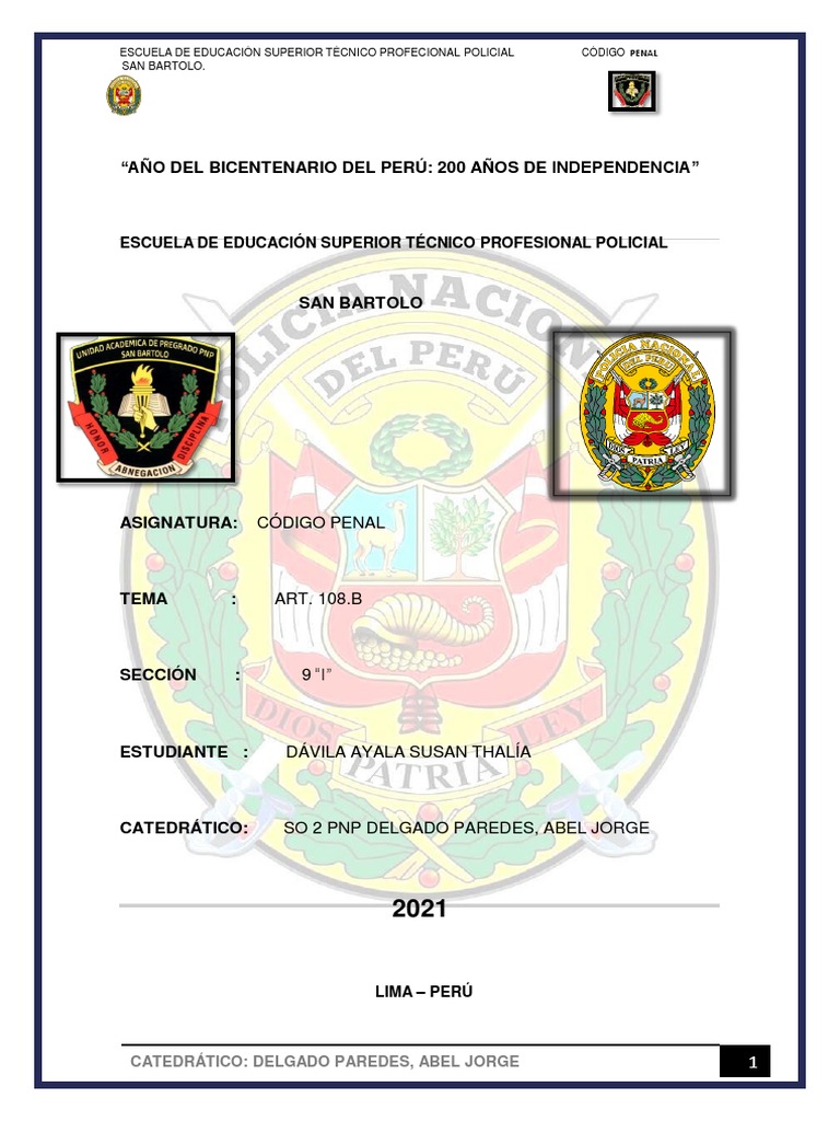 Codigo 04. EST I PNP DAVILA AYALA SUSAN THALIA. | PDF | Salud y bienestar