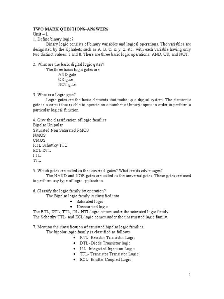 Two Mark Questions For DSD | PDF | Read Only Memory | Logic Gate