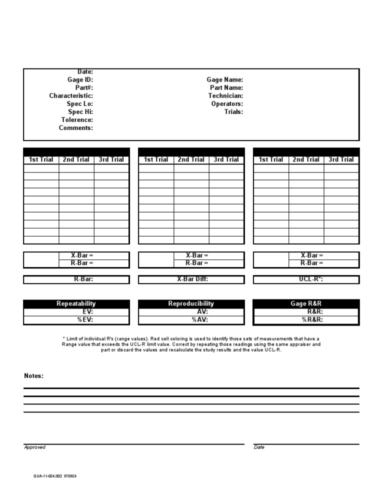 Gage R & R Form | PDF