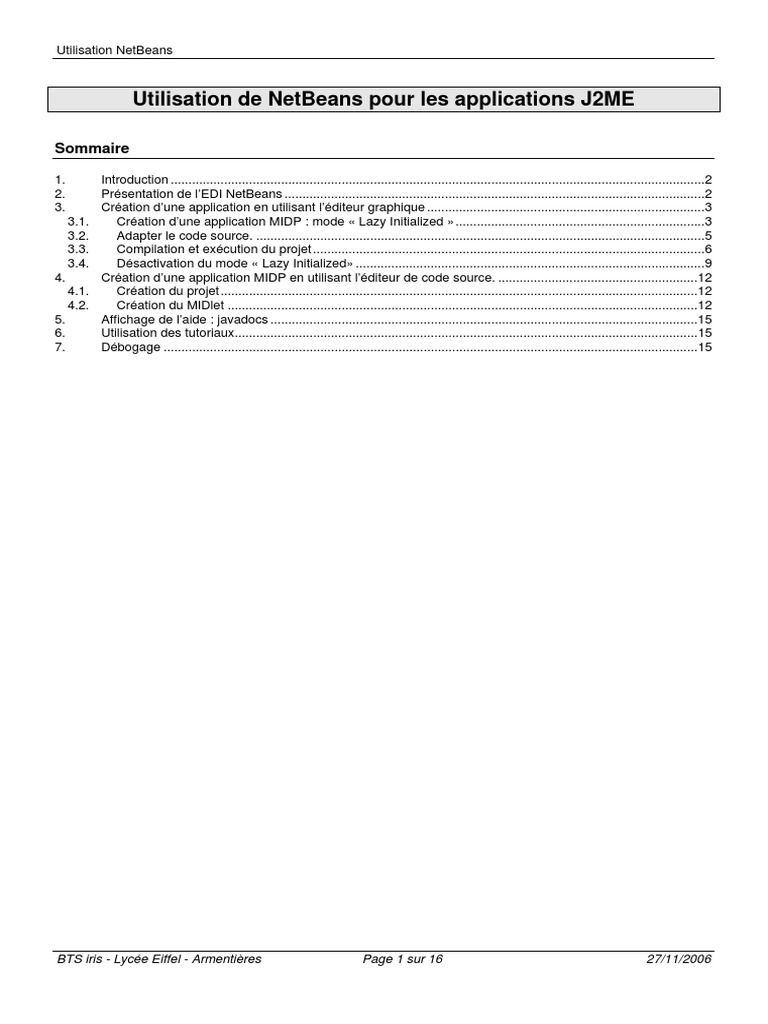 Guide d'utilisation de NetBeans J2ME | PDF | NetBeans | Applications et logiciels