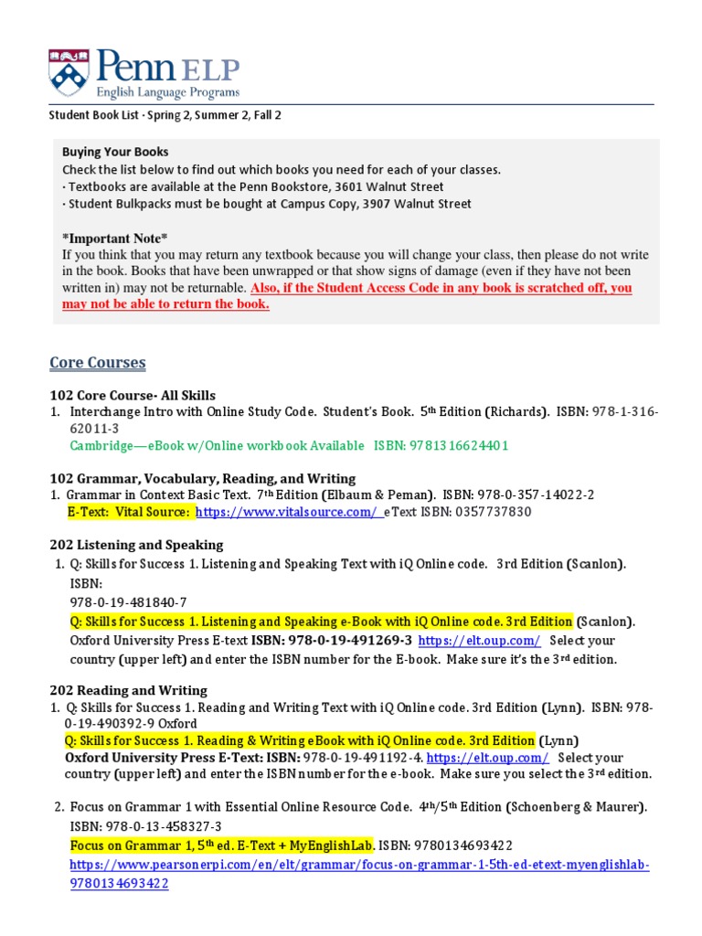 Student Book List 2 + E-Texts - 0 | PDF | Books | E Text