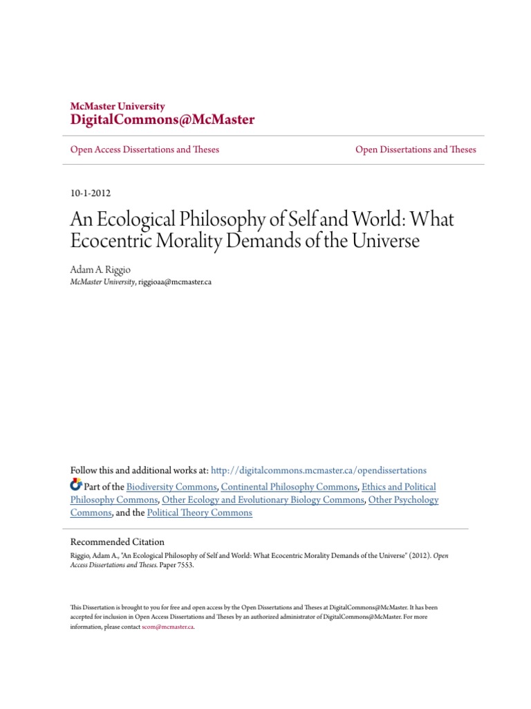 An Ecological Philosophy of Self and Wor | PDF | Concept | Ontology
