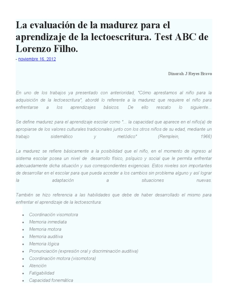 Test Abc | Descargar gratis PDF | Aprendizaje | Evaluación