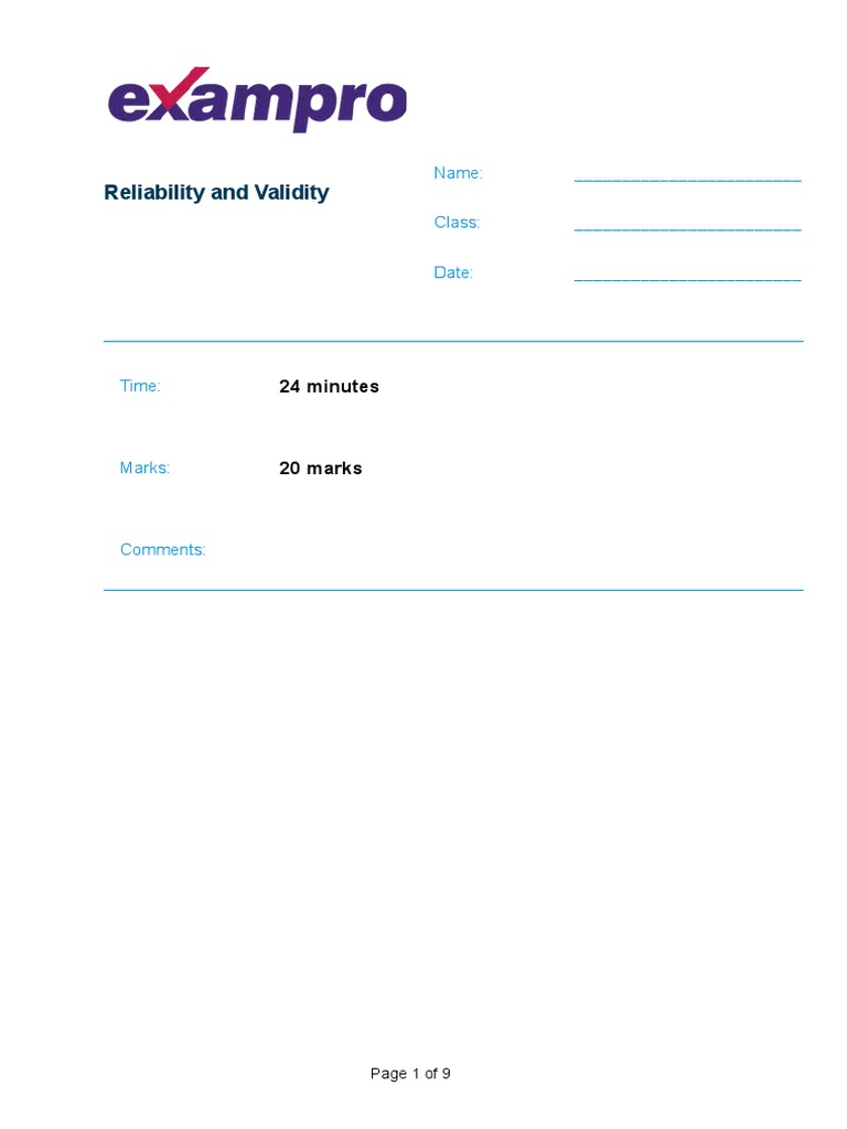 Relability and Validity Questions | PDF | Validity (Statistics) | Bias