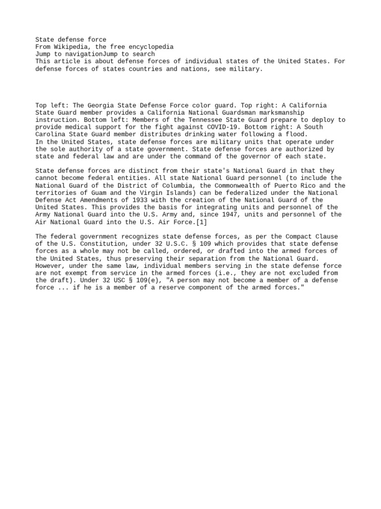 State Defense Force | PDF