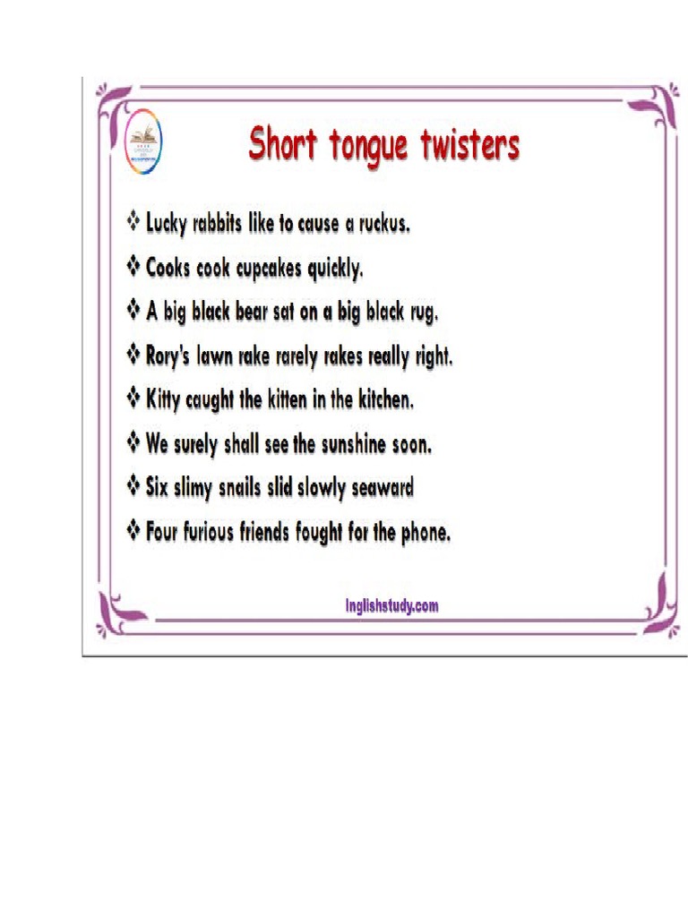 tongue twisters 1 | PDF