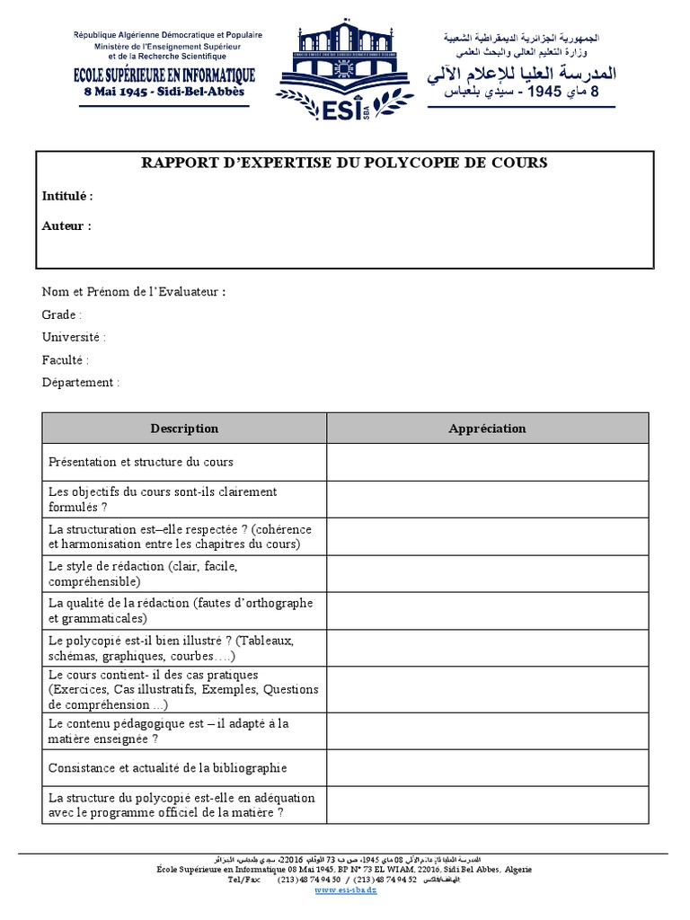 Rapport Dexpertise Du Polycopie | PDF