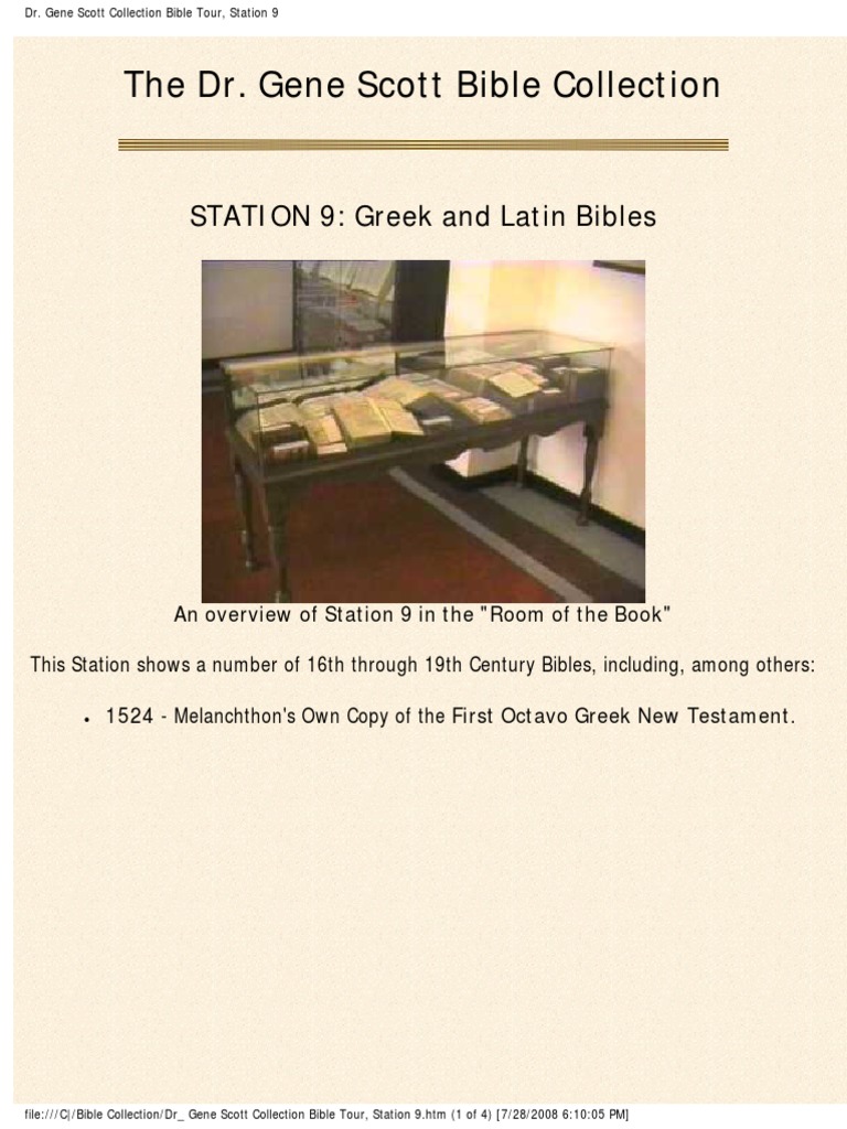 Station 09 Dr. Gene Scott Collection Bible Tour | PDF | Bible | New ...