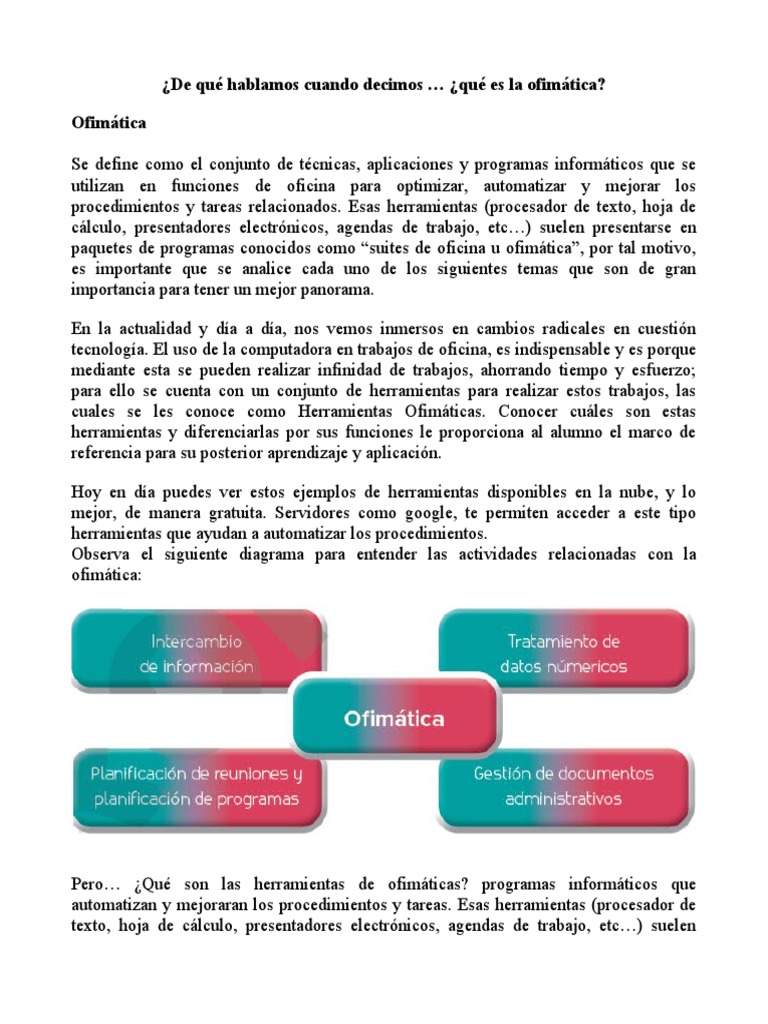 Ofimática | PDF | Informática | Software de la aplicacion