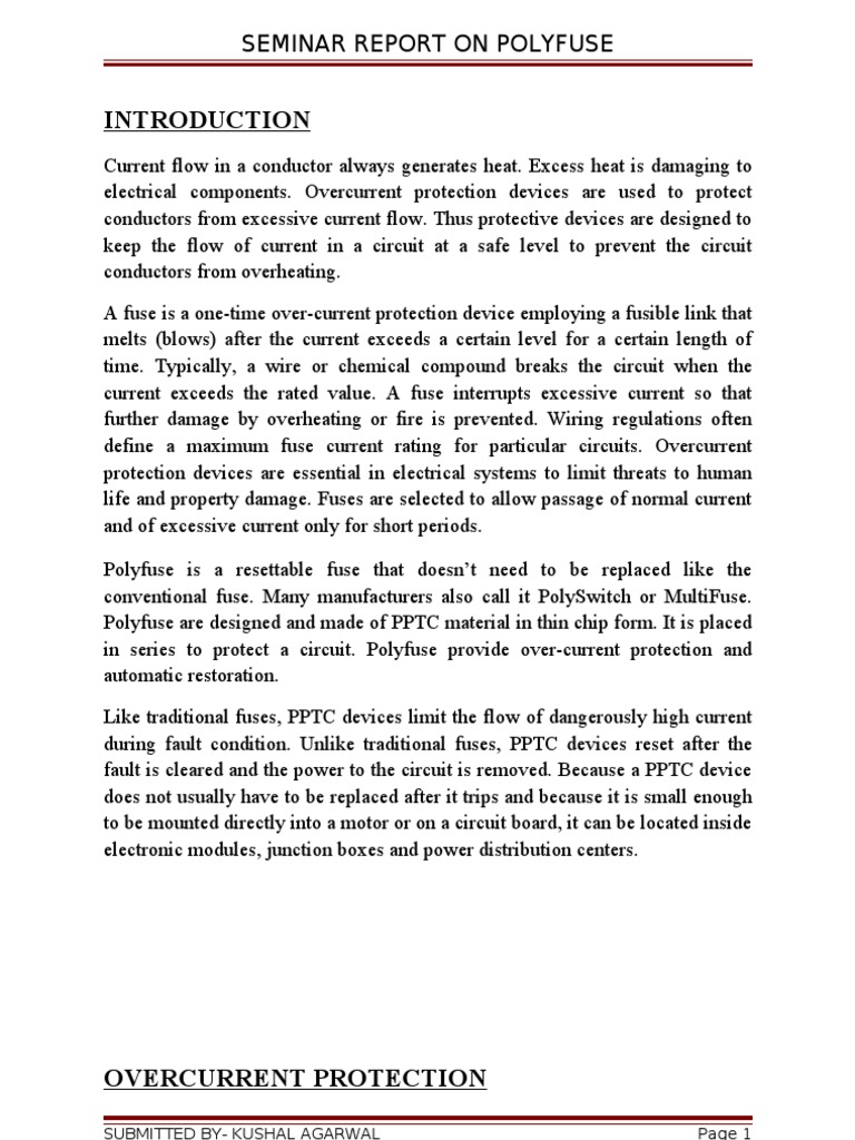 Polyfuse | PDF | Fuse (Electrical) | Electrical Resistance And Conductance