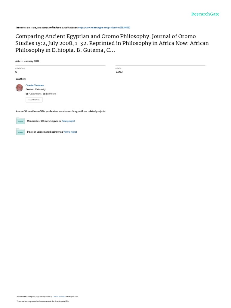 Comparing Ancient Egyptian and Oromo Philosophy Jo | PDF