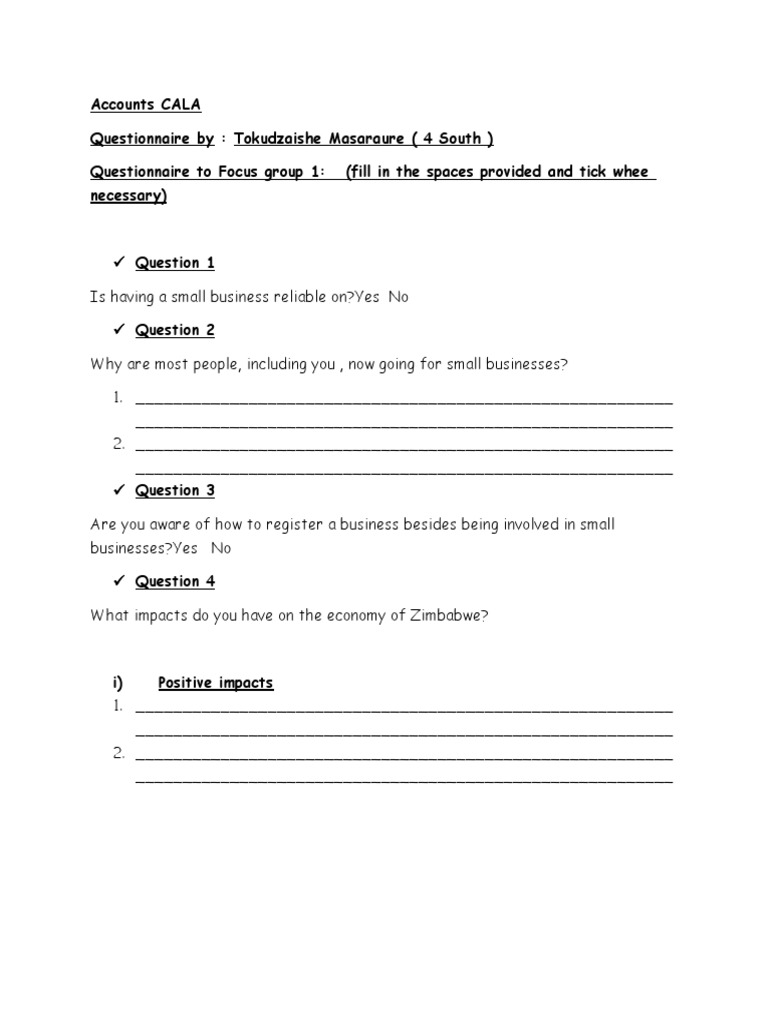 Accounts CALA Questionnaire | PDF | Economies