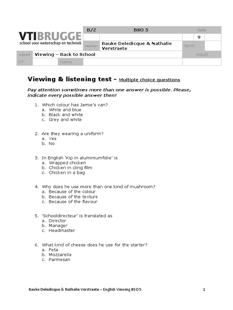 BSO 5 Back To School - Viewing | PDF | Custard | Cream
