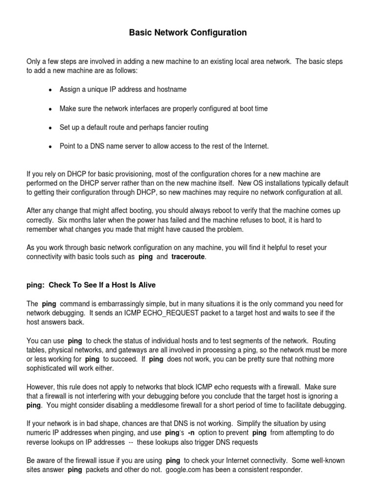 Basic Network Configuration Pdf Ip Address Computer Network