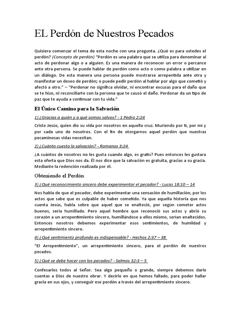 EL Perdón de Nuestros Pecados | PDF | Perdón | Pecado