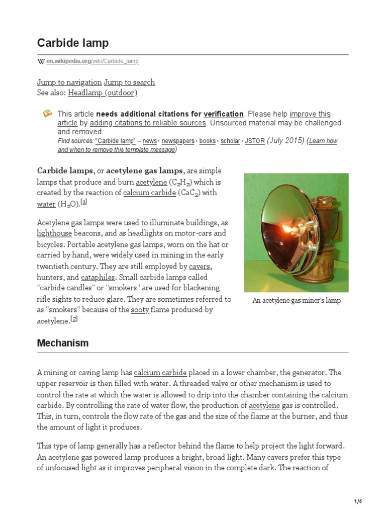 Carbide Lamp | PDF | Materials | Chemistry