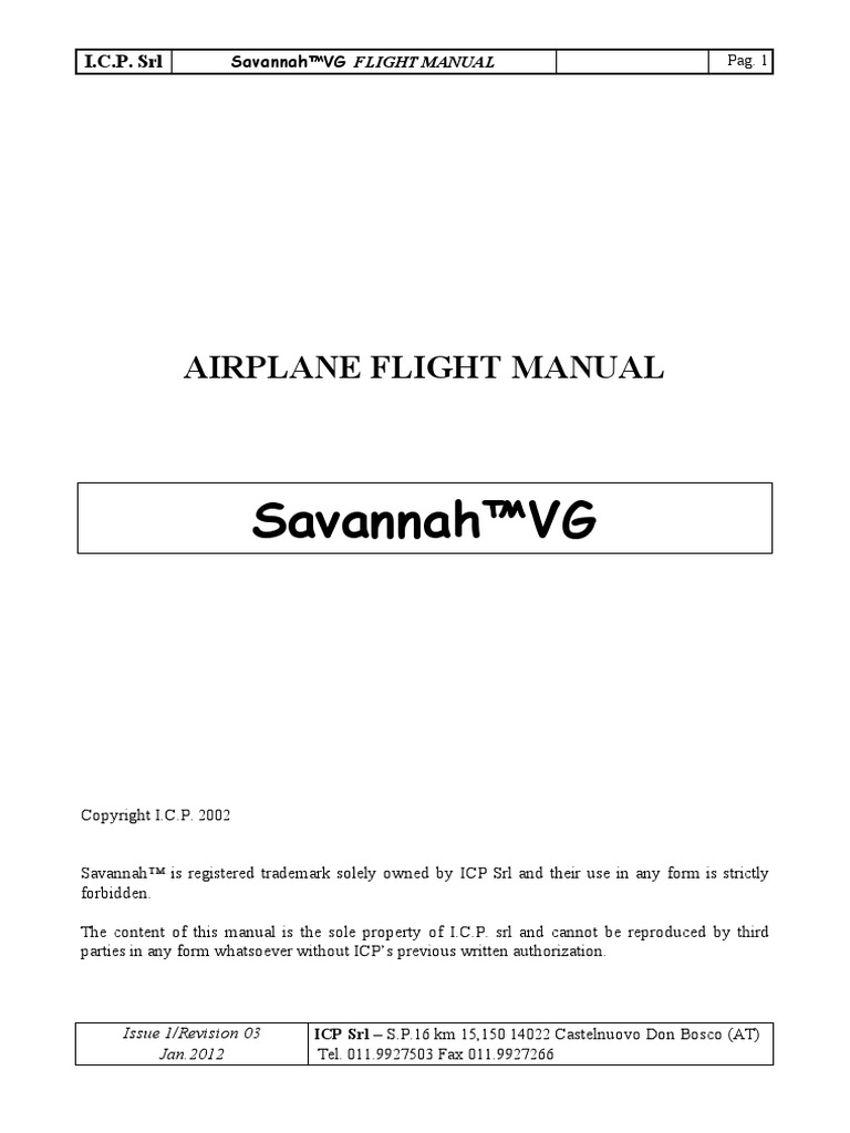 Savannah VG Flight Manual en | PDF