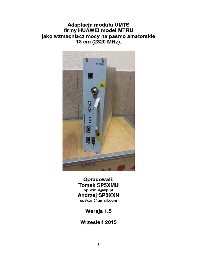 Adaptacja Wzmacniacza UMTS Na Pasmo 2320MHz v1 5 | PDF