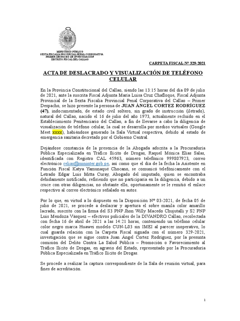 Acta de Visualización de Teléfono Celular | PDF