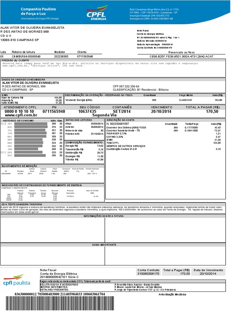 CPFL Energia CONTA LUZ REP | PDF