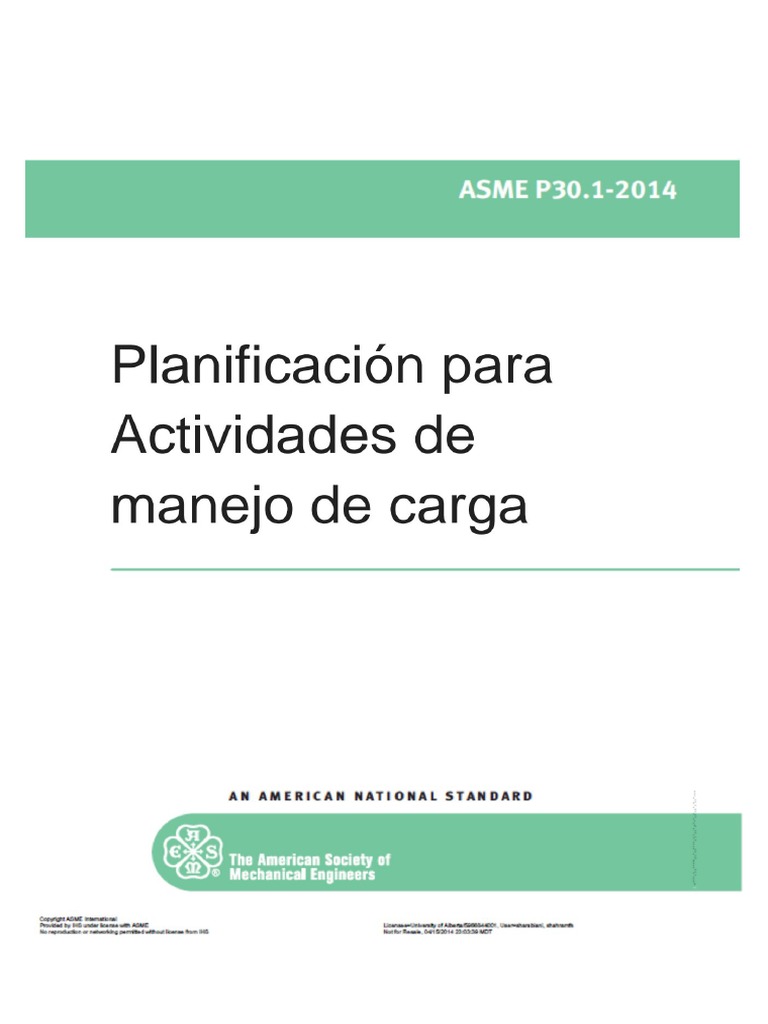 ASME P30 1 Planificación para Actividades de Manejo de Carga | PDF