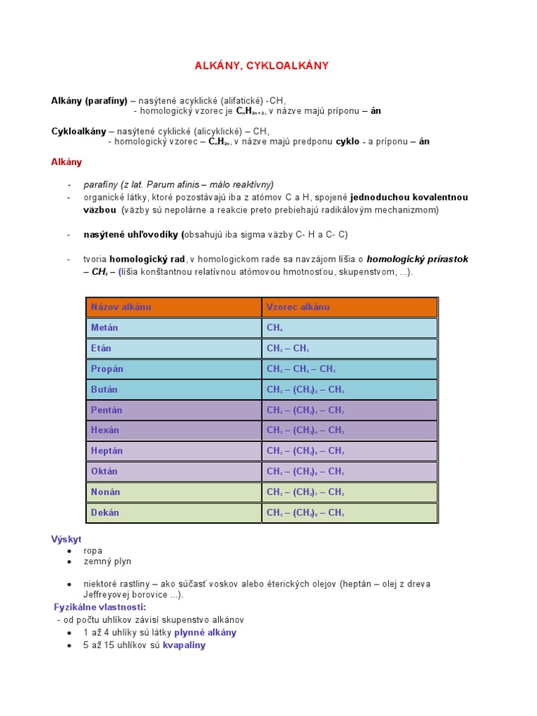 ALKÁNY, Vlastnosti | PDF