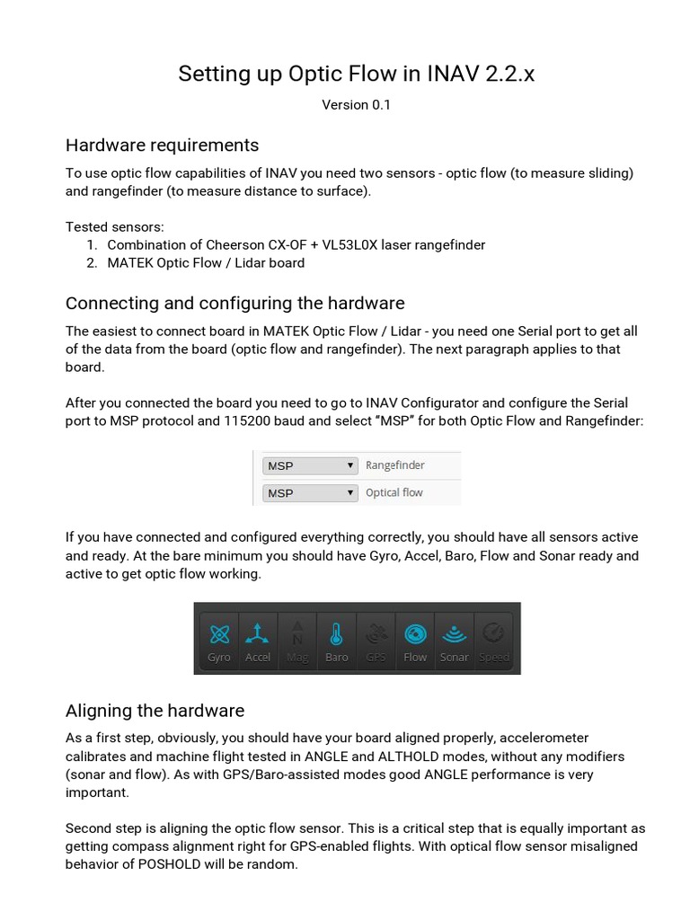 Setup Optic Flow In Inav Rev1 Pdf Lidar Optics