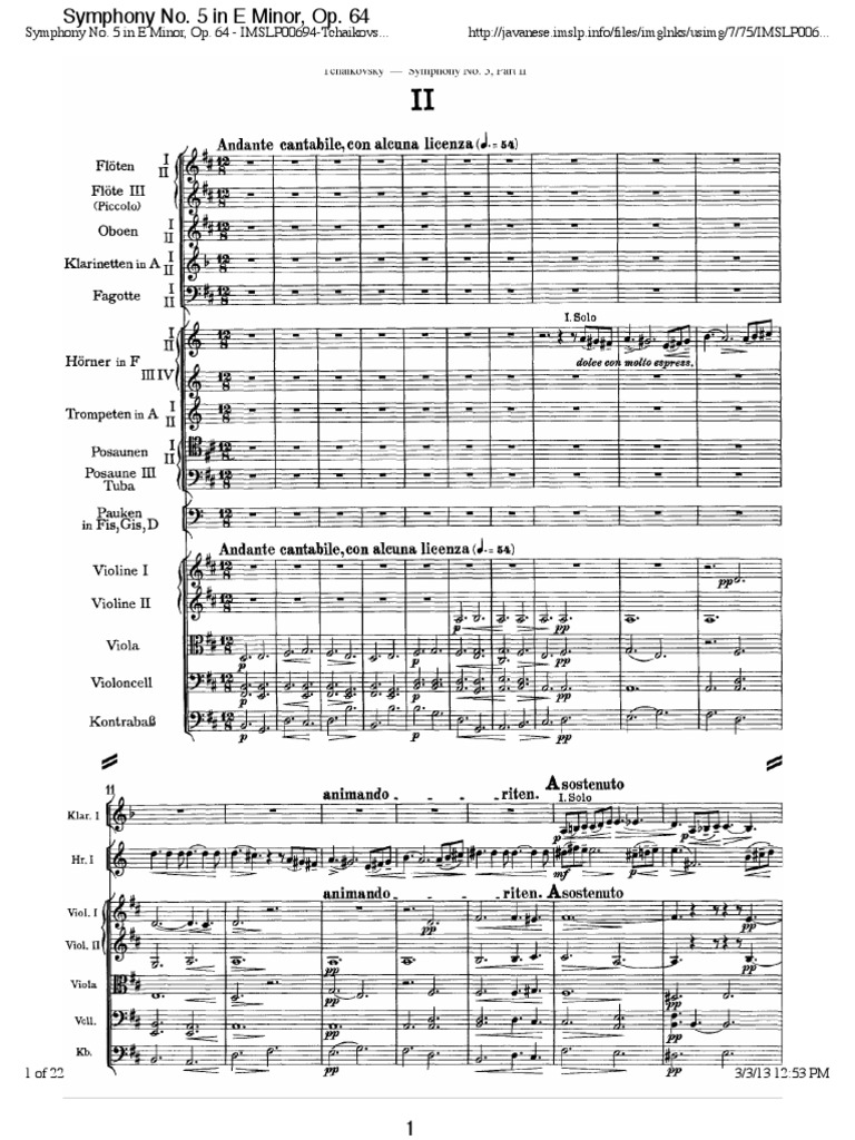 Tchaikovsky - Symphony No 5 in E Minor Op64-2 | PDF | Music | Opus Number