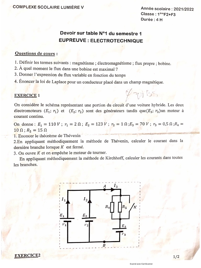 ELectro 1ere F3 Lumière V | PDF