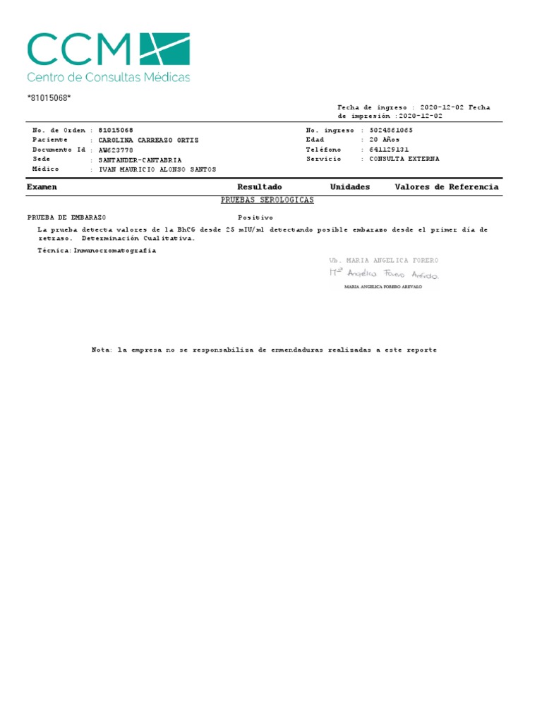 Idoc - Pub - Prueba de Embarazo para Imprimir | PDF