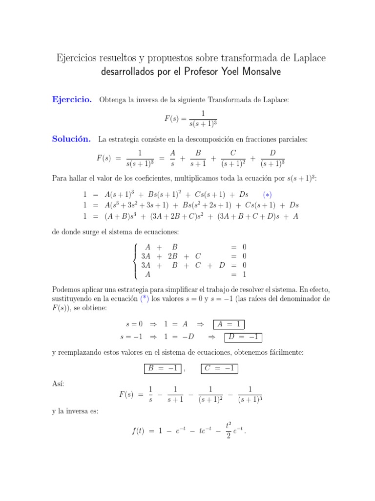 Ejercicios de Transformadas de Laplace | PDF | Ecuaciones | Transformada de Laplace