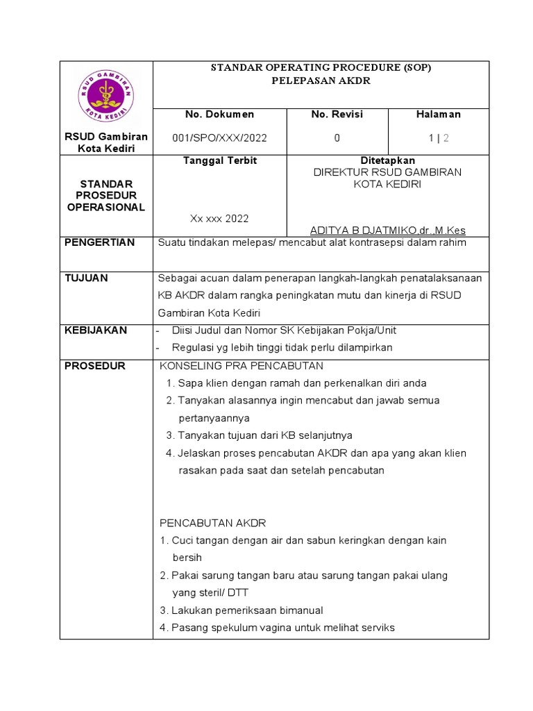 Sop Pelepasan Akdr | PDF