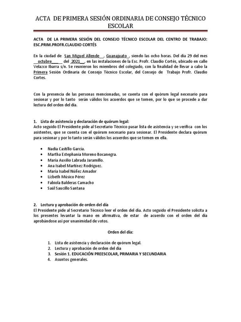 Acta 1ra Sesion Ordinaria 29102021 | PDF | Aprendizaje | Método de ... Acta 1ra Sesion Ordinaria 29102021 | PDF | Aprendizaje | Método de ...