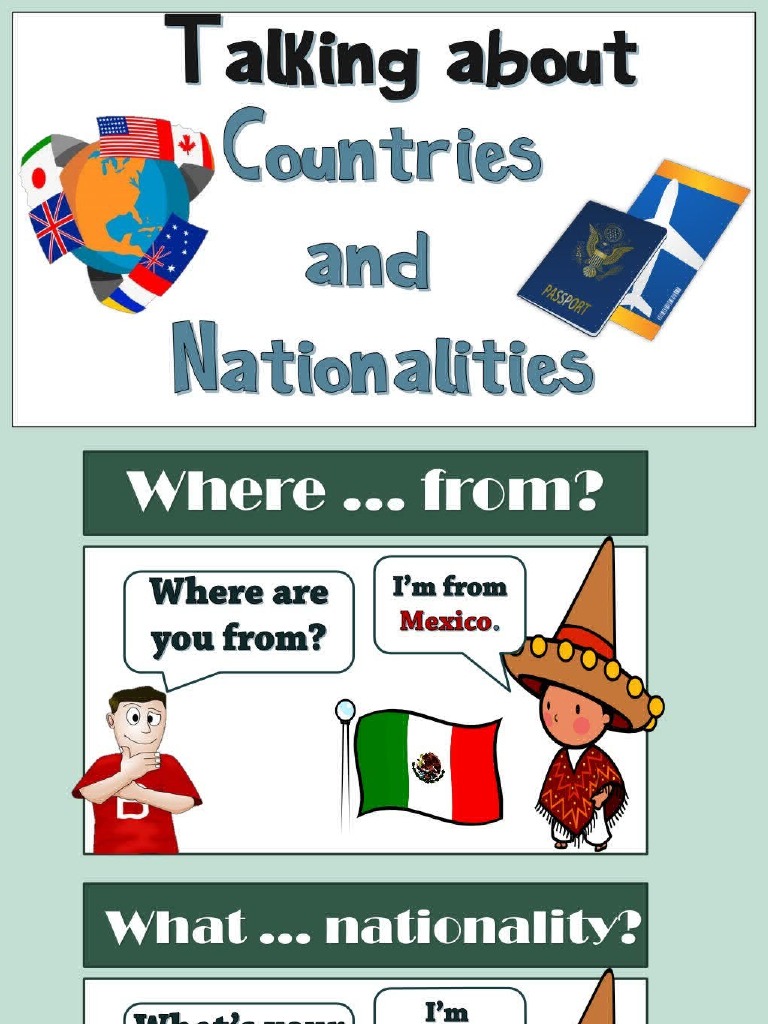 Talking About Countries and Nationalities English Language | PDF