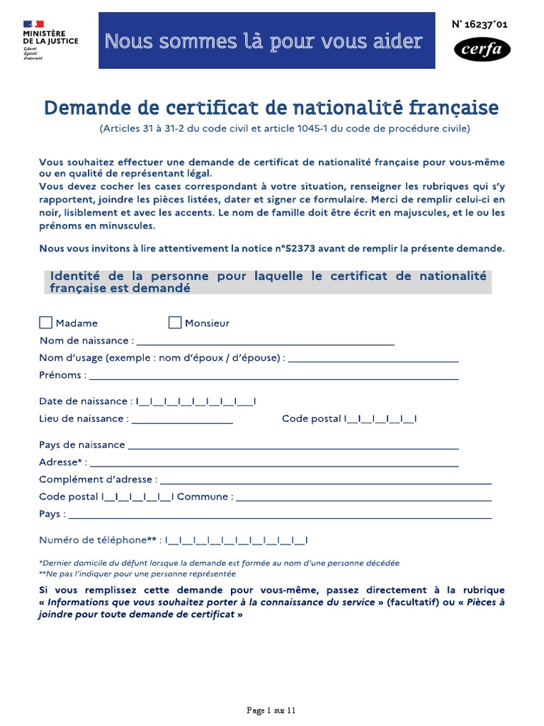 Cerfa 16237-01 | PDF