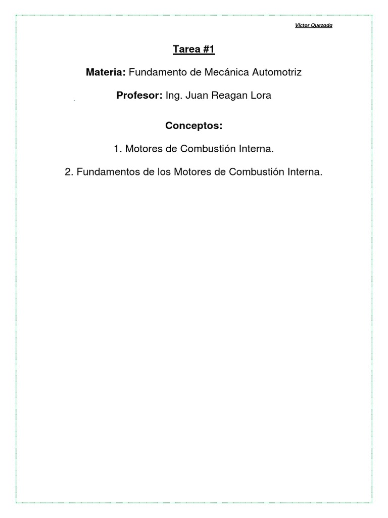 Tarea #1 Fundamento Mec. | PDF | Motor de combustión interna | Motor diesel