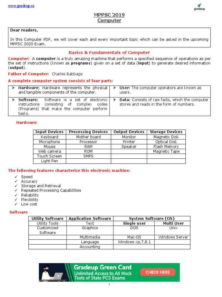 Computer Notes For MPPSC Exam 87 | PDF | Computer Data Storage ...
