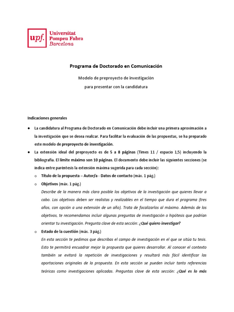 Preproyecto Doctorado Comunicación ESP Final | PDF | Investigación cuantitativa | Método científico