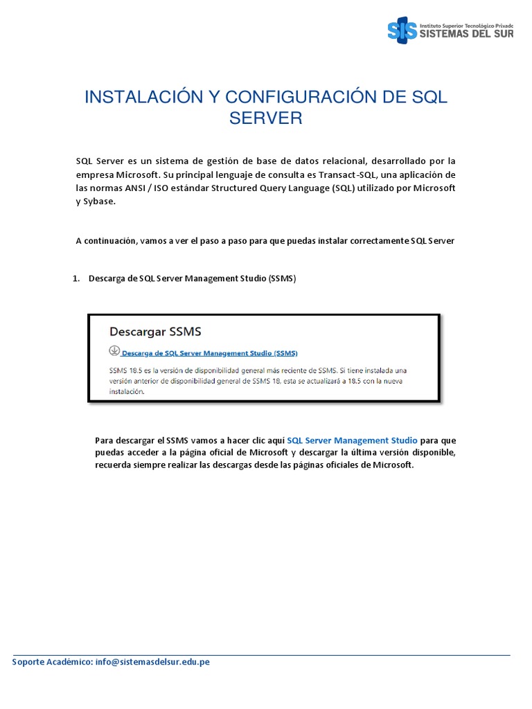 2 Instalacion y Configuracion de Microsoft SQL SERVER | PDF | Servidor ...