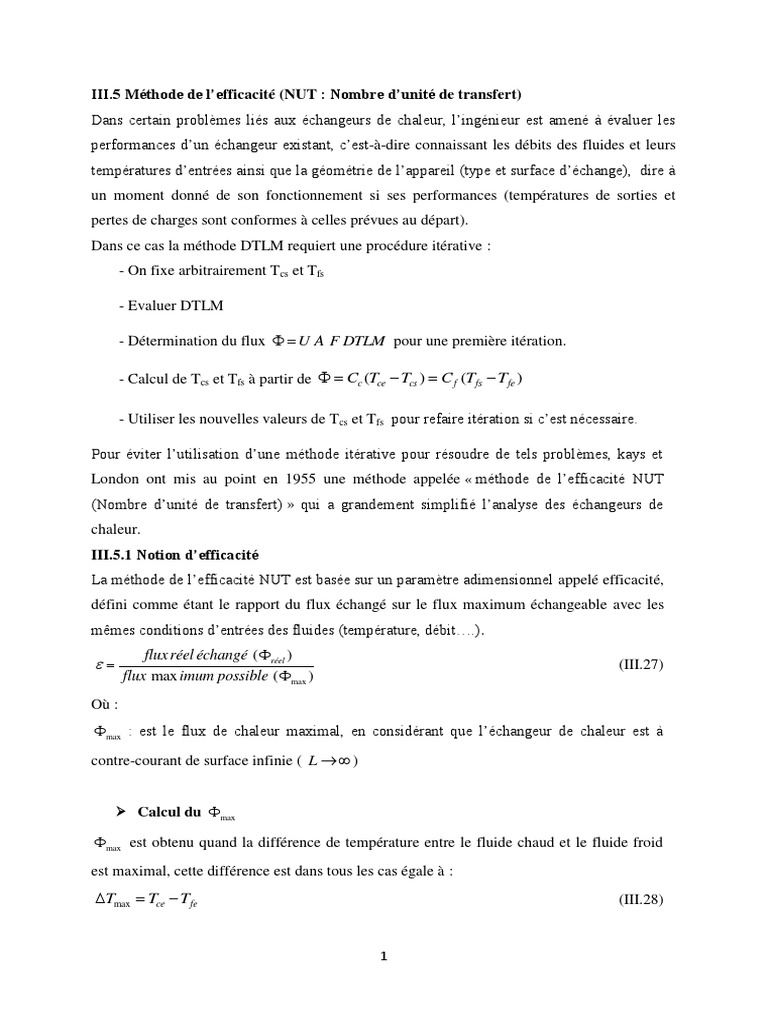 Méthode NUT | PDF | Chaleur | Échangeur de chaleur
