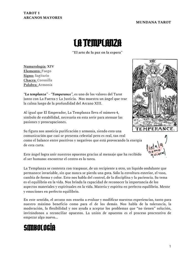 14 - La Templanza | PDF | Las emociones | Tarot