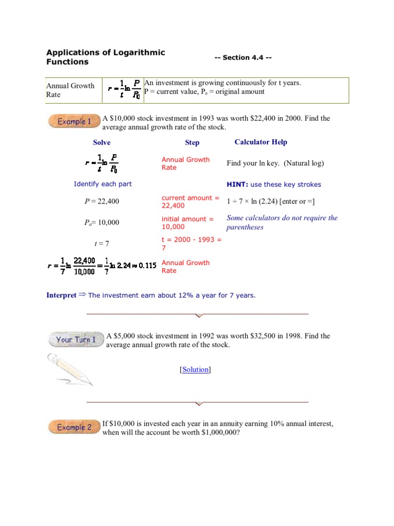 Applications of Logarithmic Functions | PDF | Logarithm | Radioactive Decay