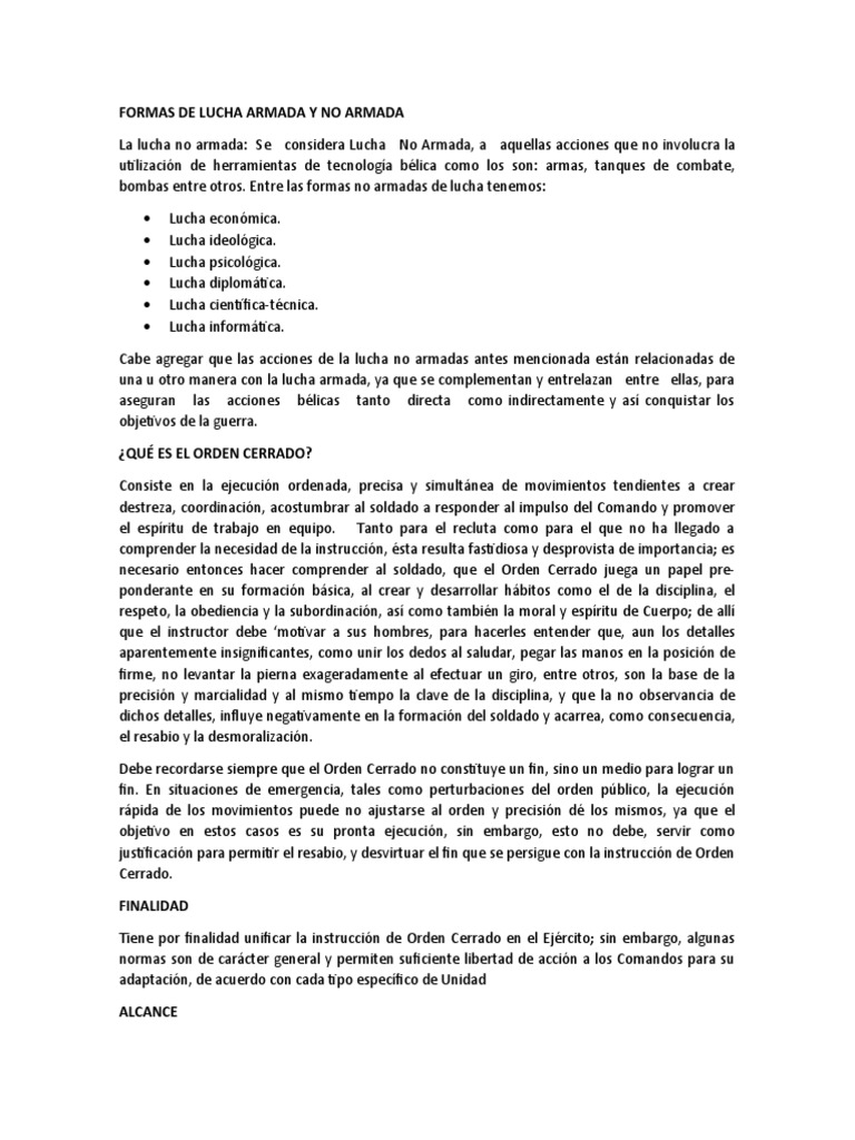 Formas de Lucha Armada y No Armada | PDF