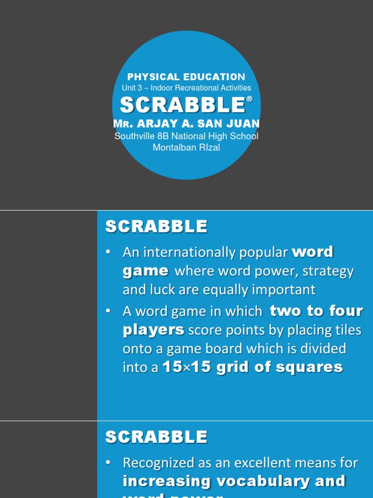 Mapeh 8 Physical Education 3rd Quarter Scrabble | PDF